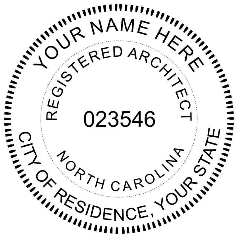 NORTH CAROLINA Pre-inked Registered Architect Stamp - Winmark Stamp ...
