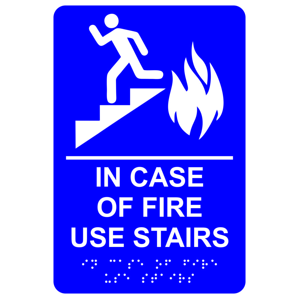 In Case of Fire Use Stairs - Economy ADA signs with Braille - Winmark ...